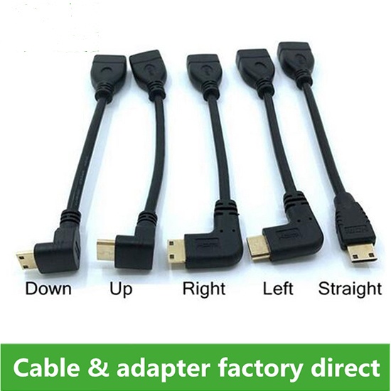 Up Down Right Left Angled Mini HDMI to HDMI Male to Female Cable 10cm ...